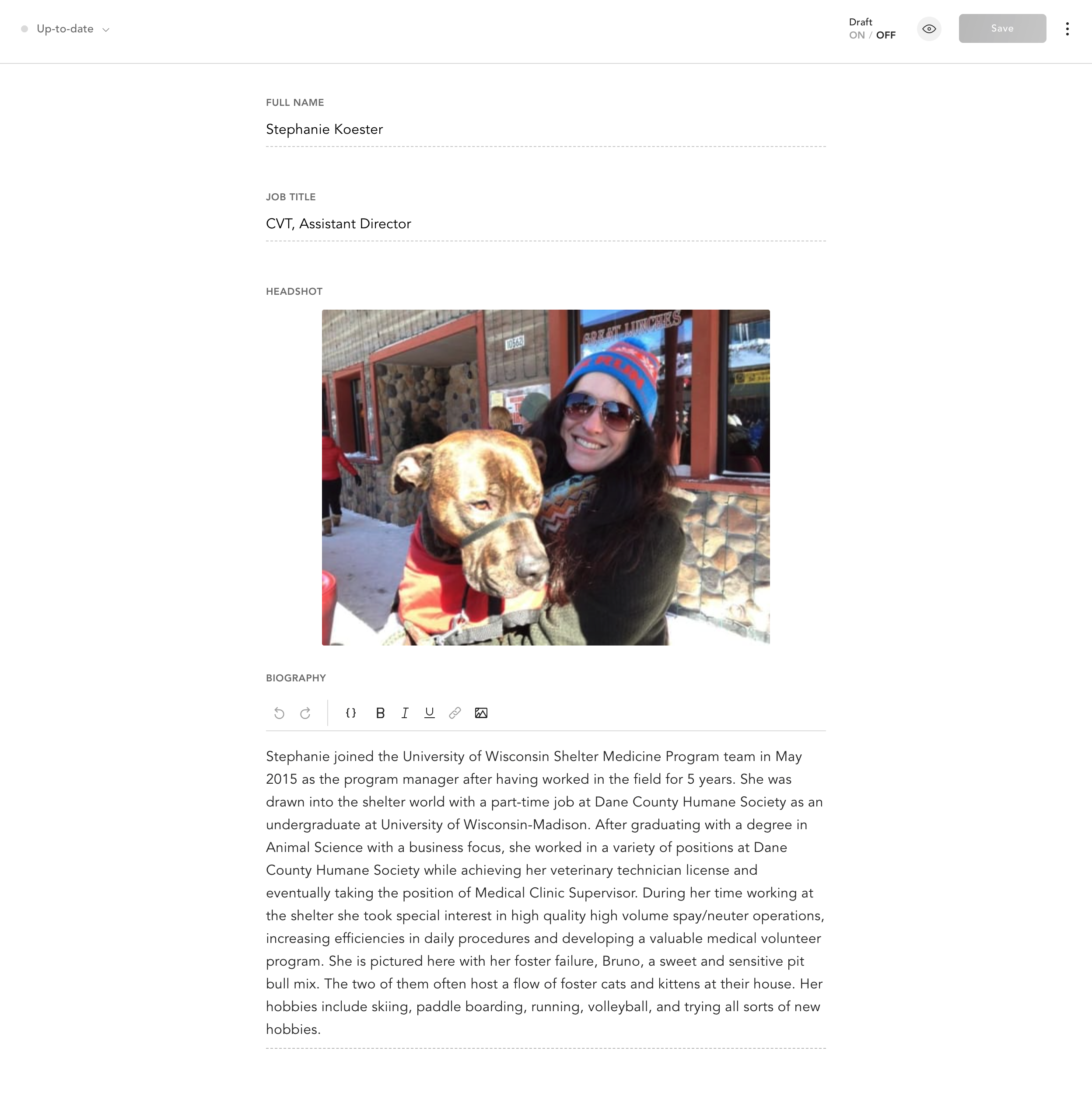 People :: University Wisconsin-Madison Shelter Medicine Program: website docs